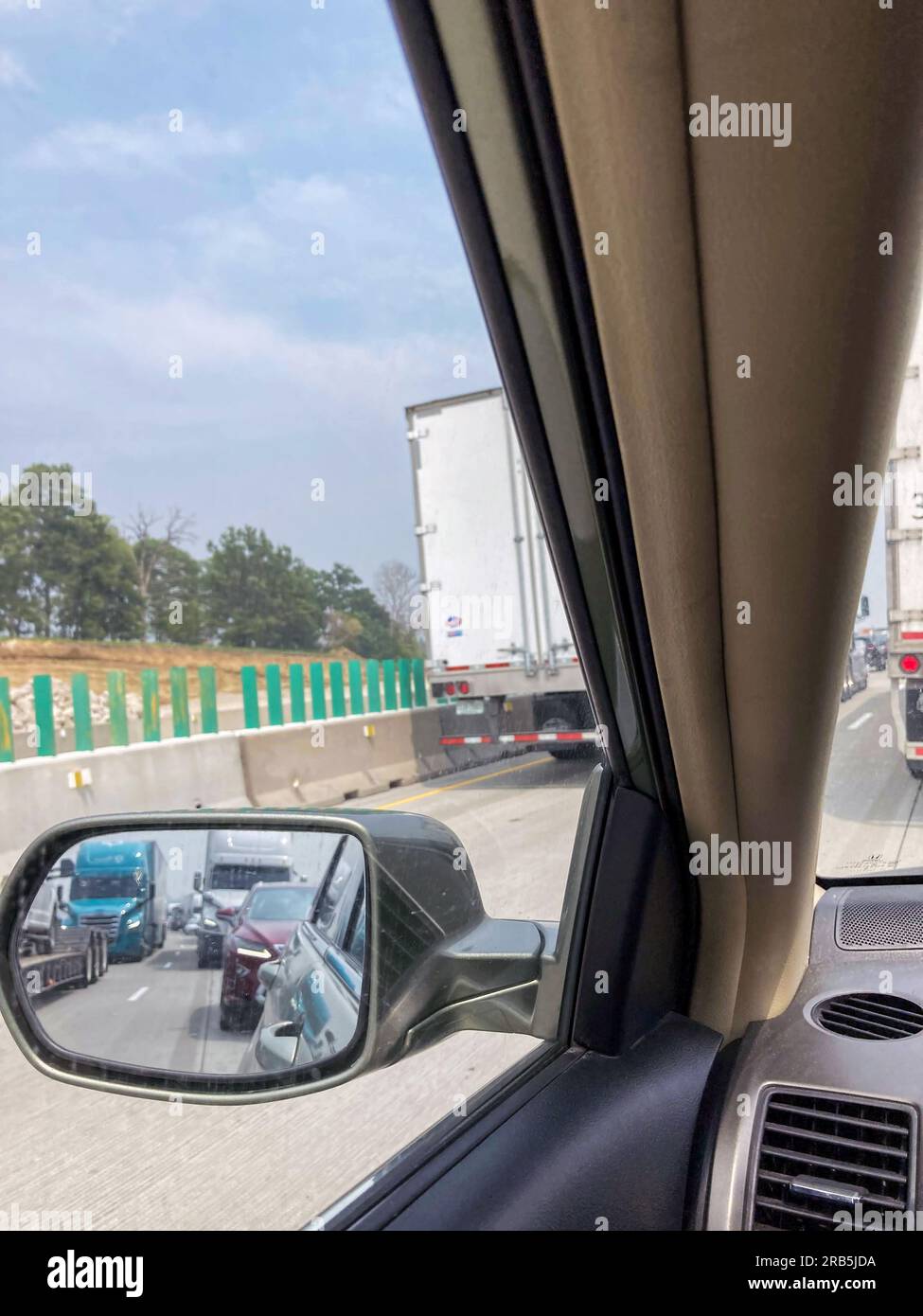 side mirror images on an interstate highway Stock Photo - Alamy