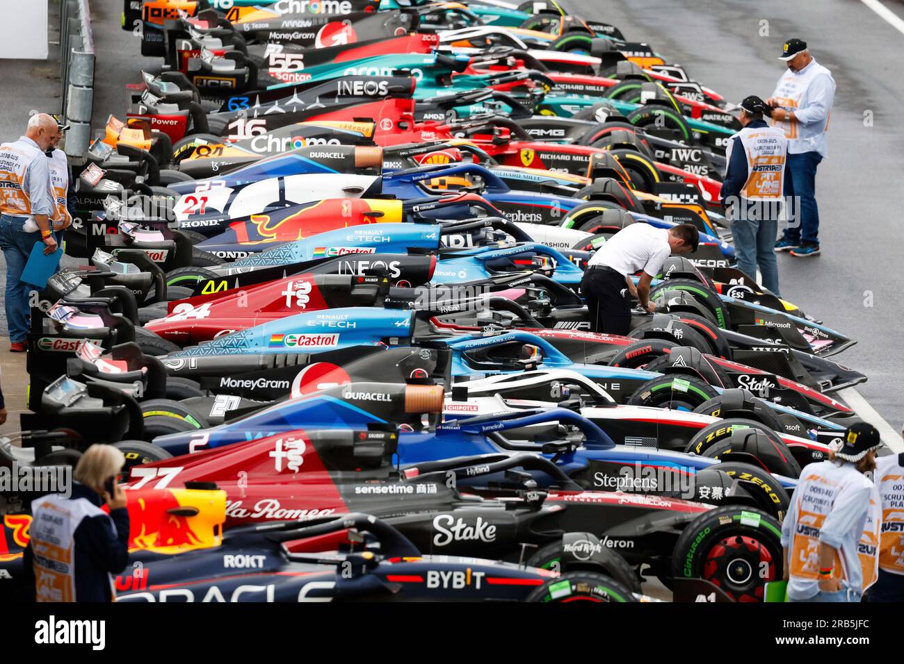 Cars after the race in the pit lane, F1 Grand Prix of Austria at Red ...