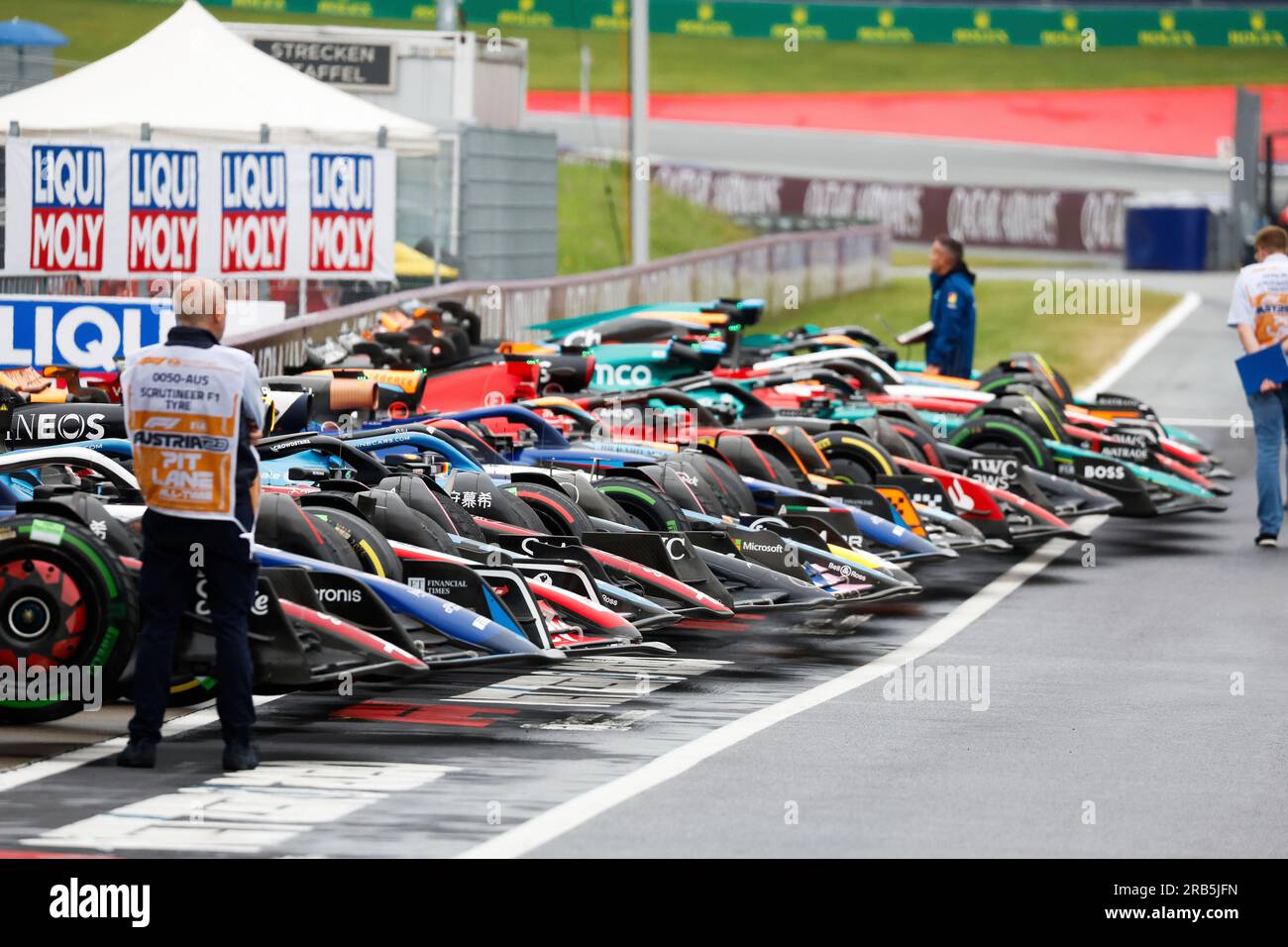 Cars after the race in the pit lane, F1 Grand Prix of Austria at Red ...