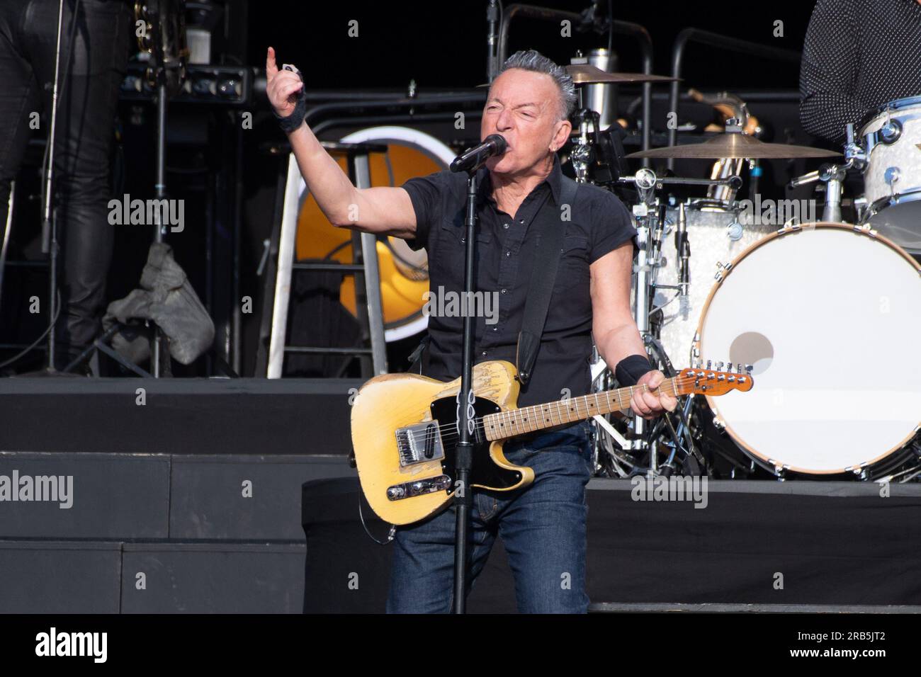 London.UK. Bruce Springsteen and E Street Band headlines BST Hyde Park Festival in Hyde Park in ...