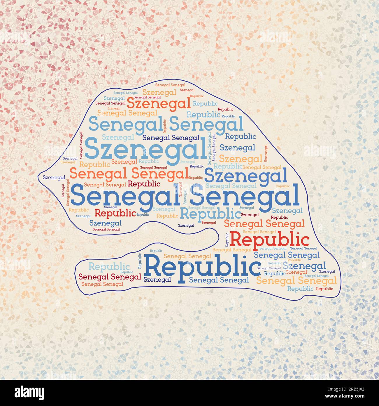 Senegal shape with country names word cloud in multiple languages ...