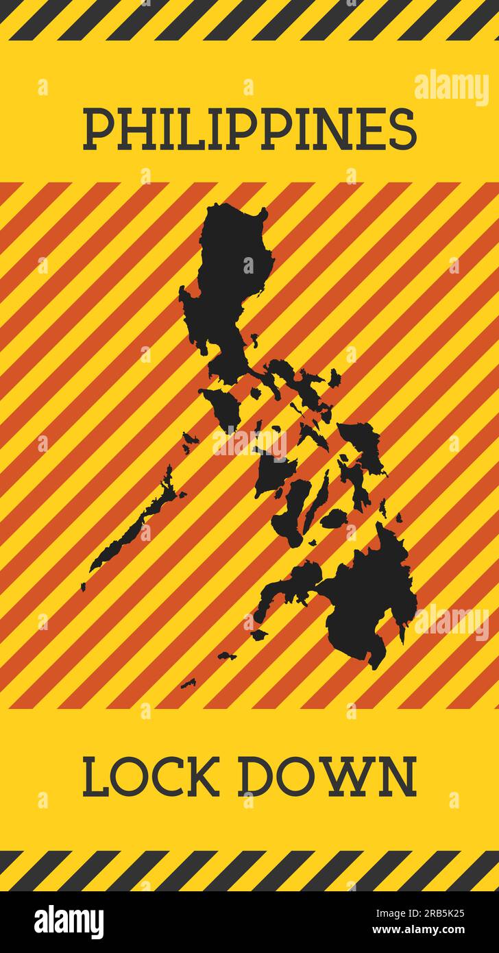 Philippines Lockdown Sign. Yellow country pandemic danger icon. Vector ...