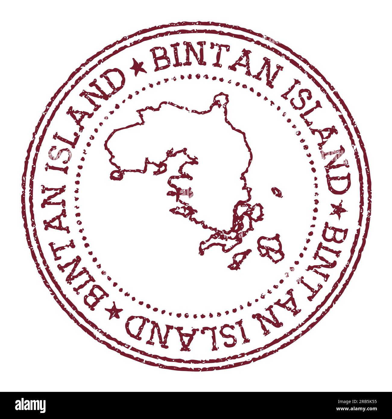 Bintan Island round rubber stamp with island map. Vintage red passport ...