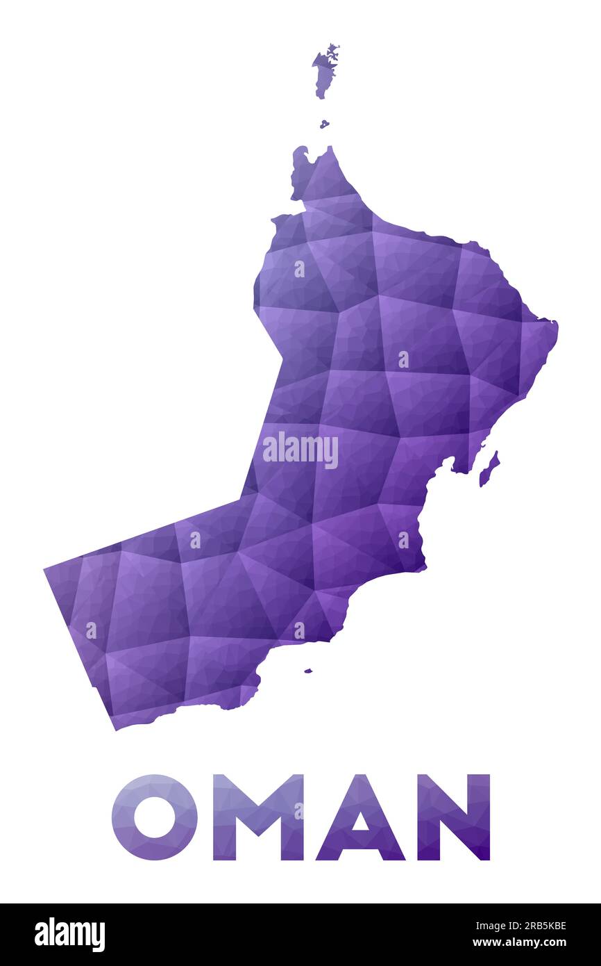 Map of Oman. Low poly illustration of the country. Purple geometric ...