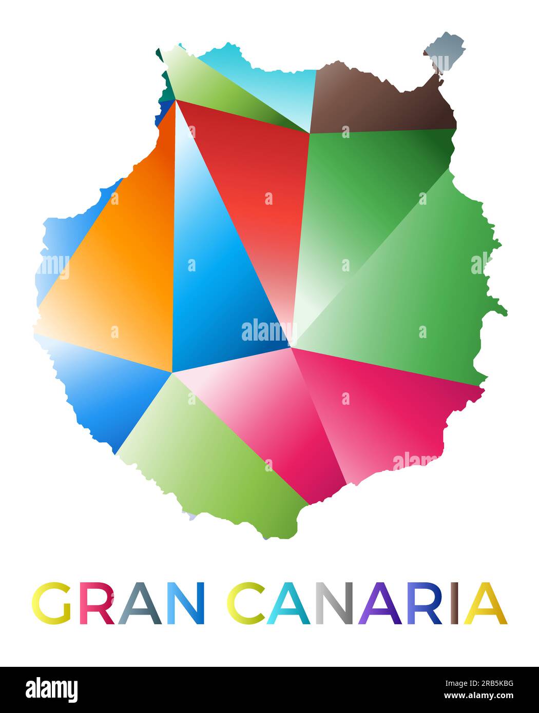 Bright colored Gran Canaria shape. Multicolor geometric style island ...