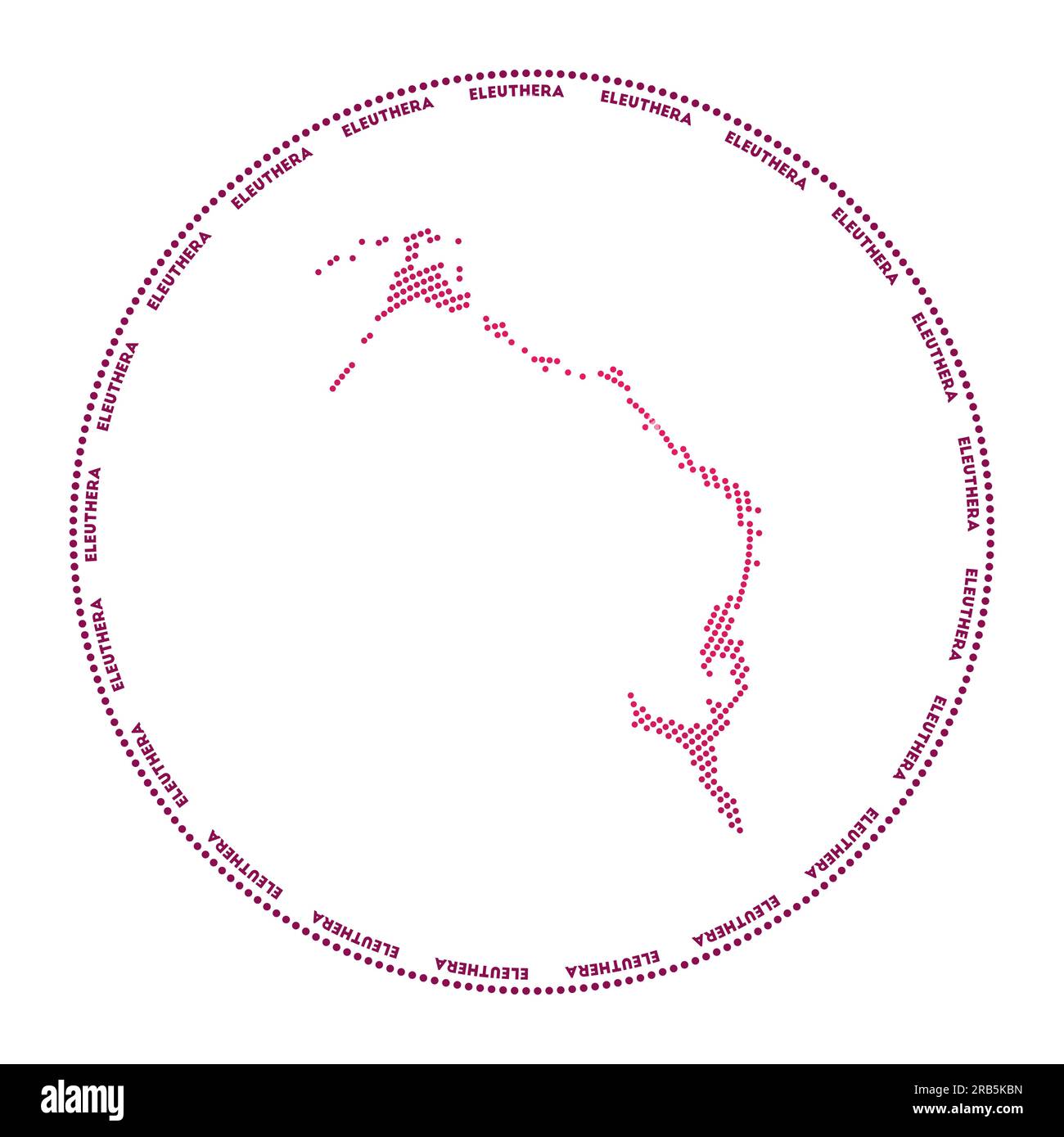 Eleuthera round logo. Digital style shape of Eleuthera in dotted circle ...