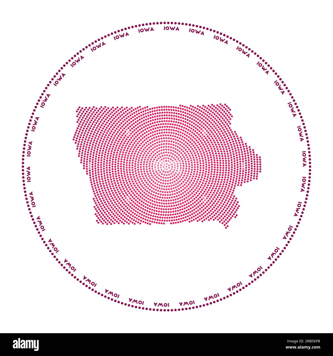 Iowa round logo. Digital style shape of Iowa in dotted circle with US ...