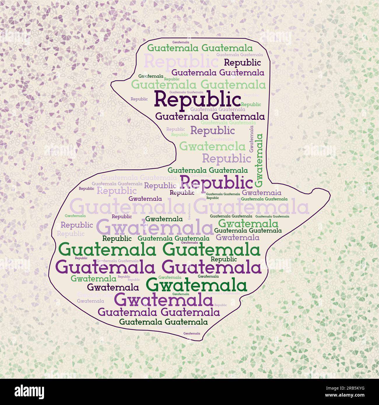 Guatemala shape with country names word cloud in multiple languages ...