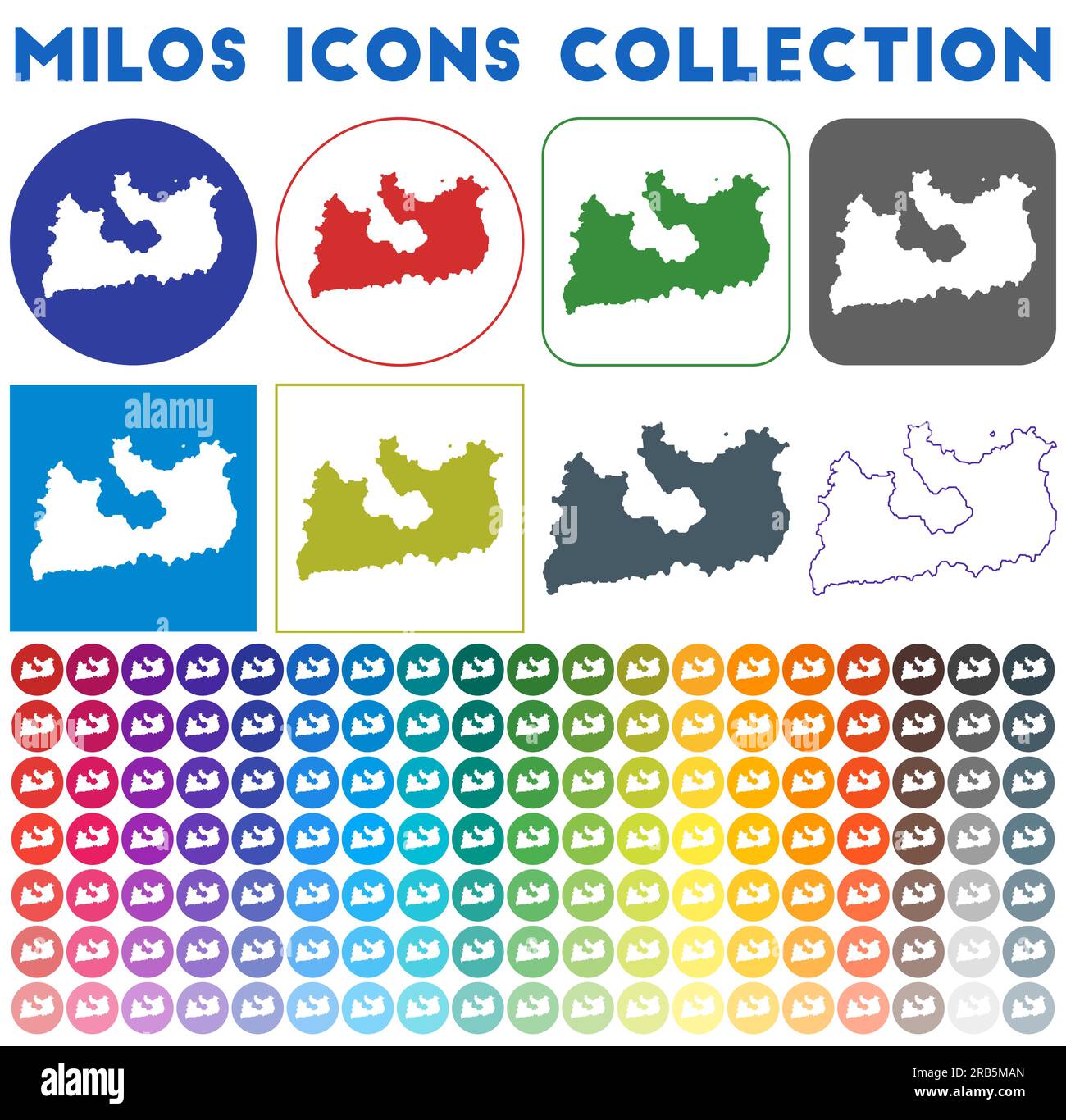 Milos Icons Collection Bright Colourful Trendy Map Icons Modern Milos