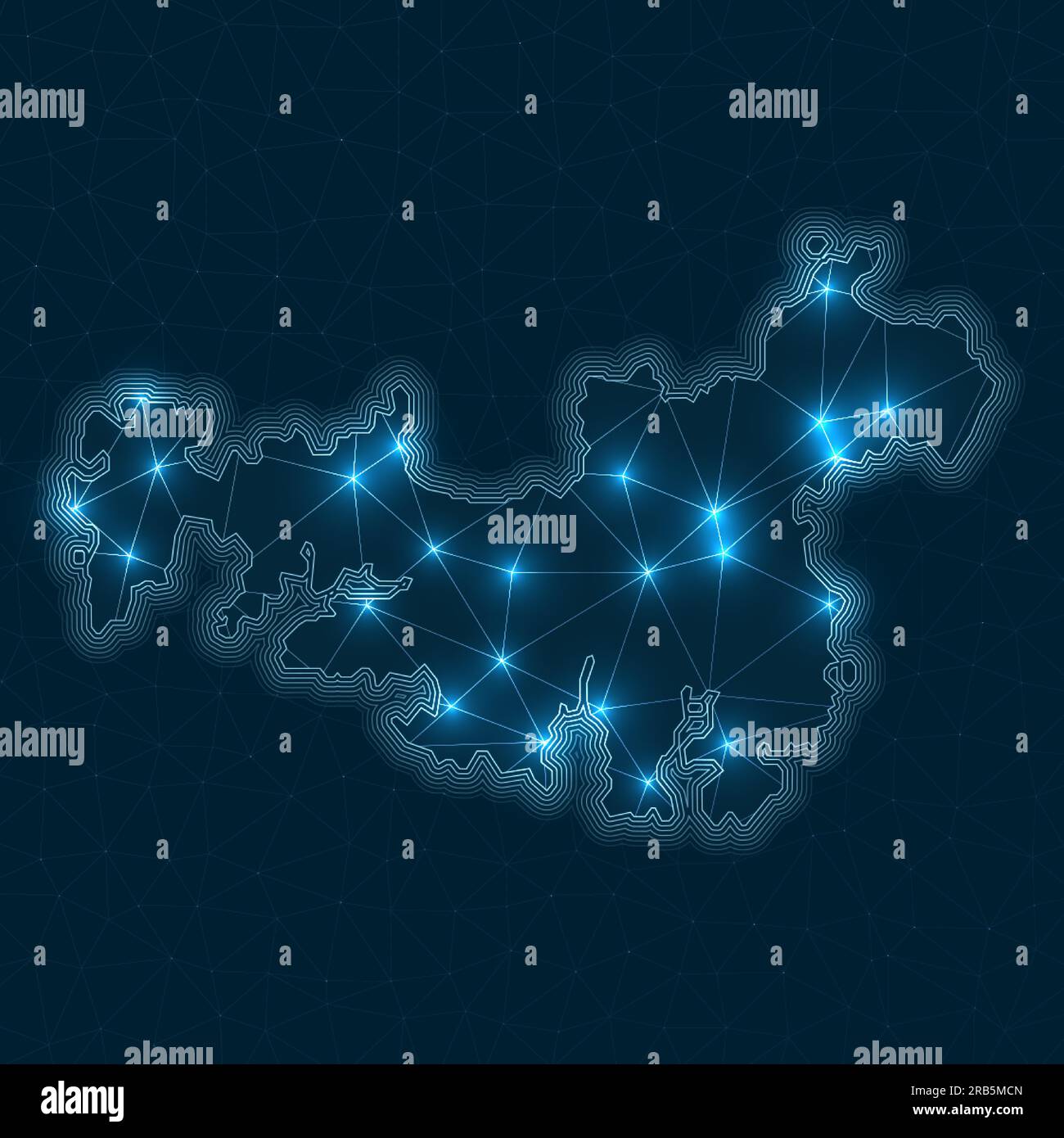 Waiheke Island network map. Abstract geometric map of the island ...