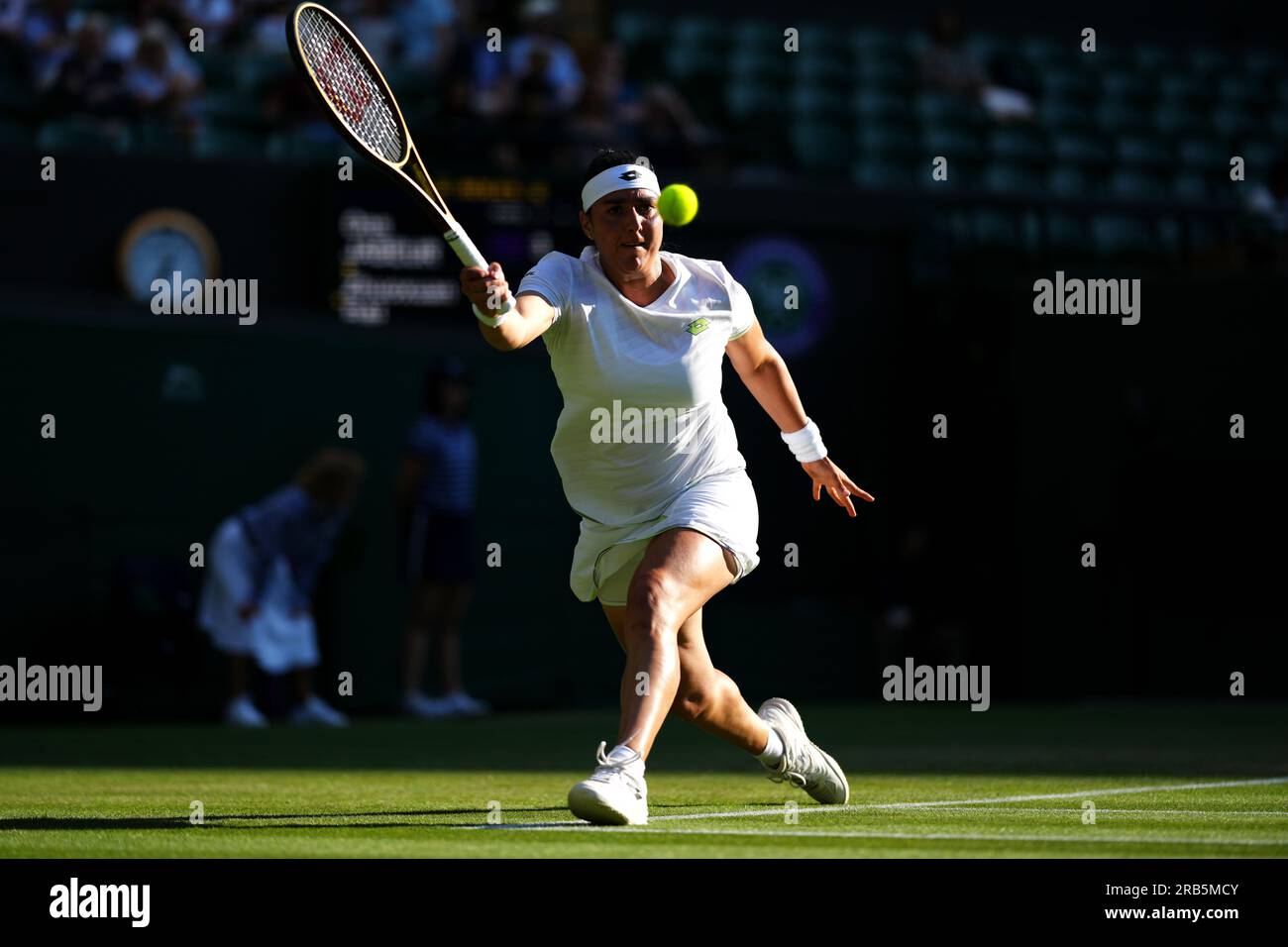 Ons Jabeur in action against Zhuoxuan Bai on day five of the 2023 ...