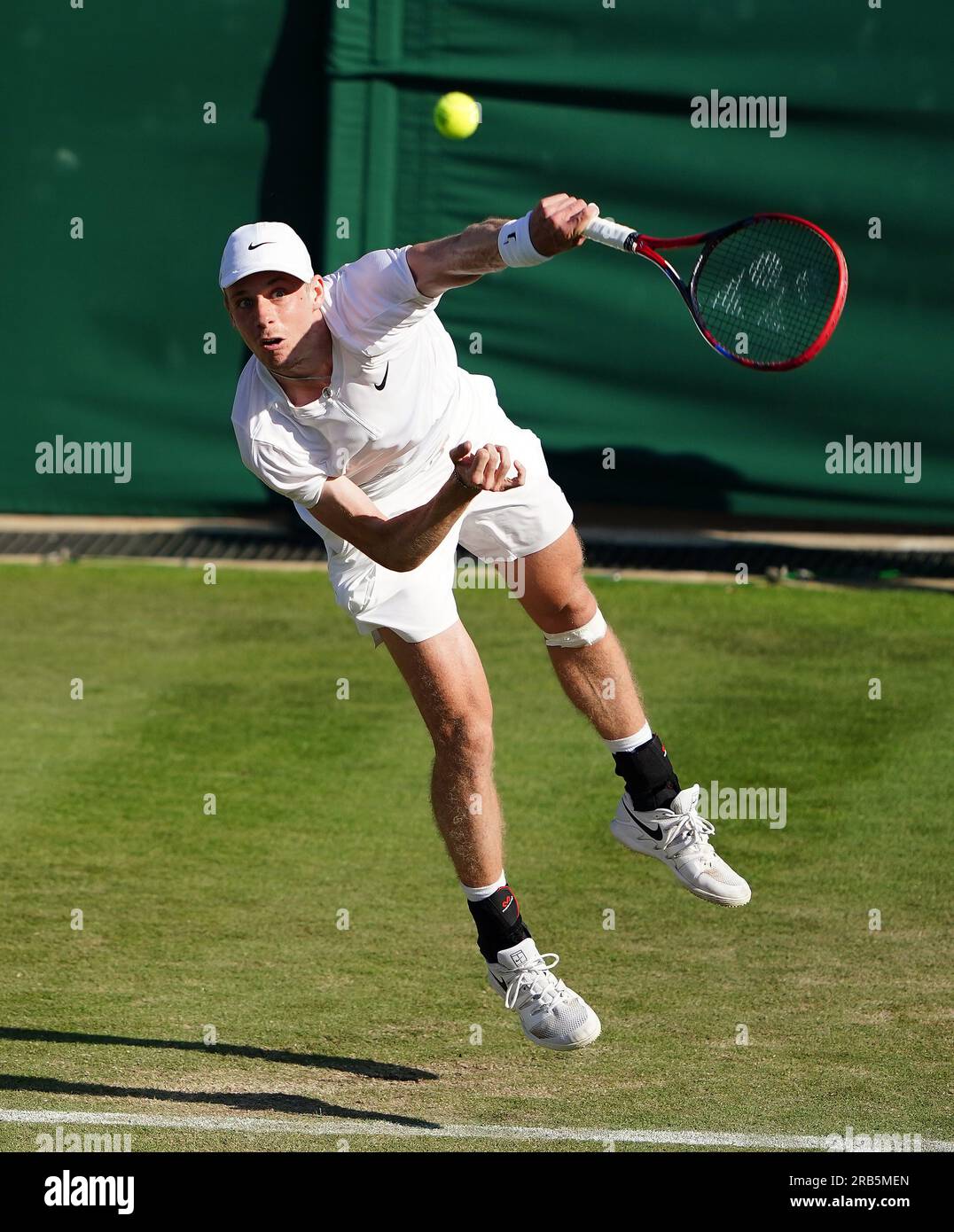 Denis Shapovalov in action against Liam Broady (not pictured) on day ...