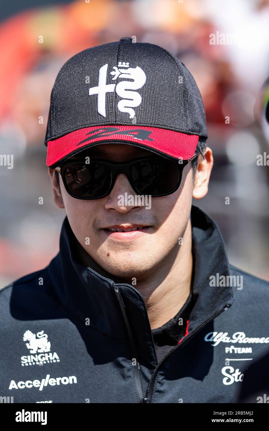 Silverstone, Royaume Uni. 07th July, 2023. ZHOU Guanyu (chi), Alfa ...