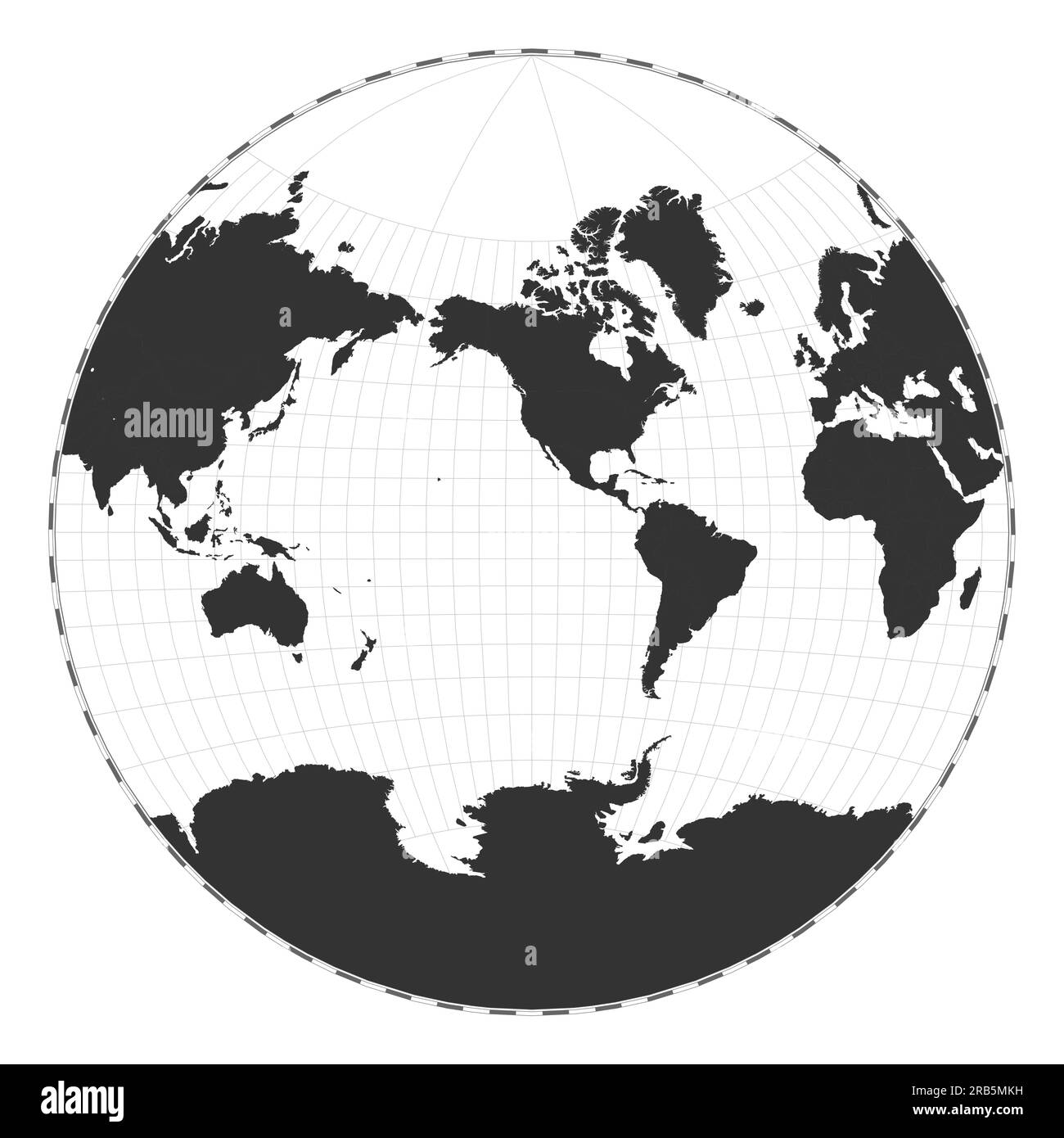 Vector world map. Van der Grinten projection. Plain world geographical ...