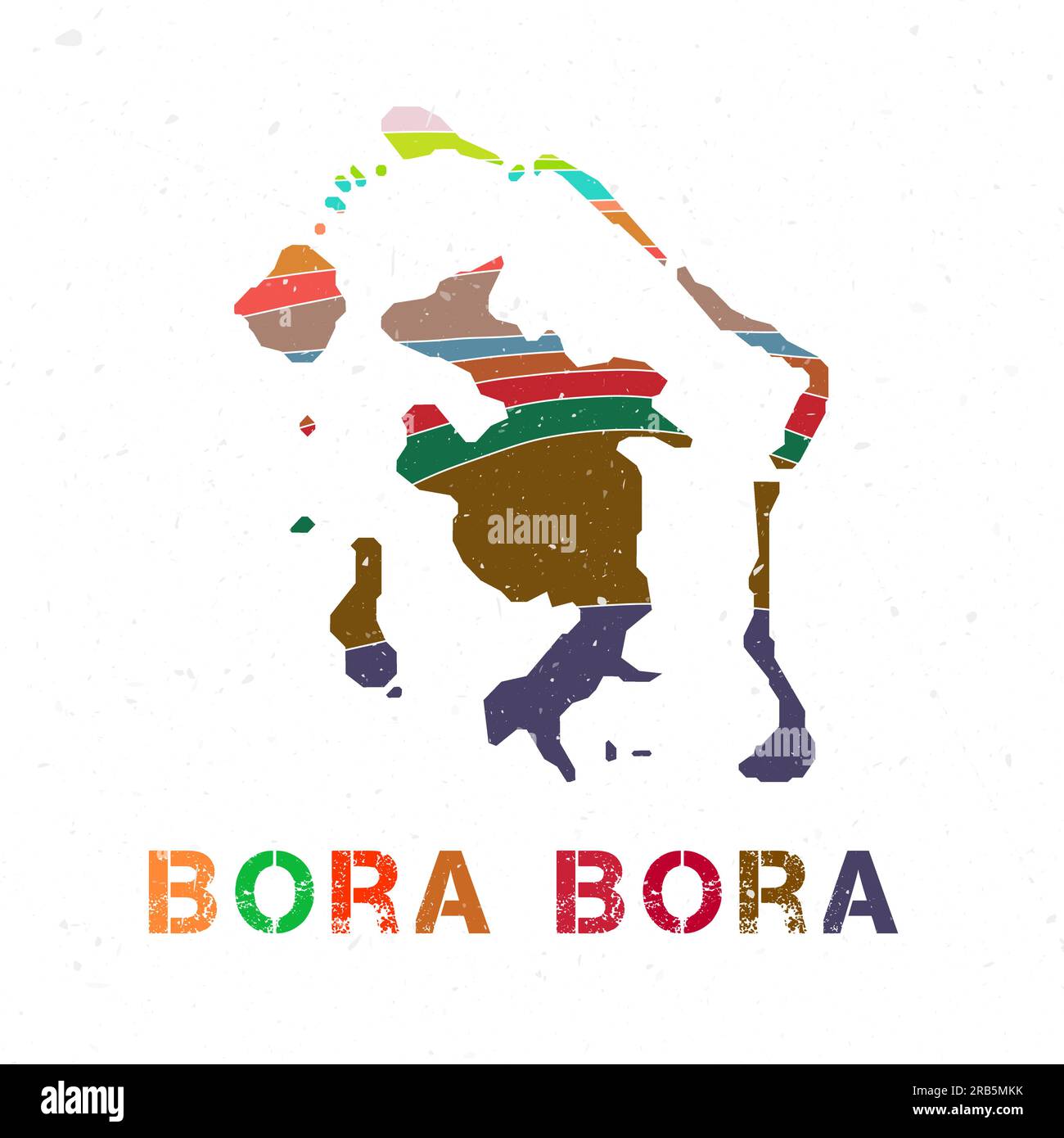 Bora Bora map design. Shape of the island with beautiful geometric ...