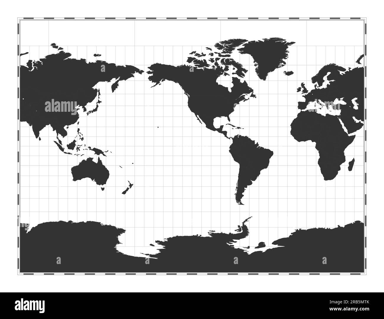 Vector world map. Miller cylindrical projection. Plain world ...