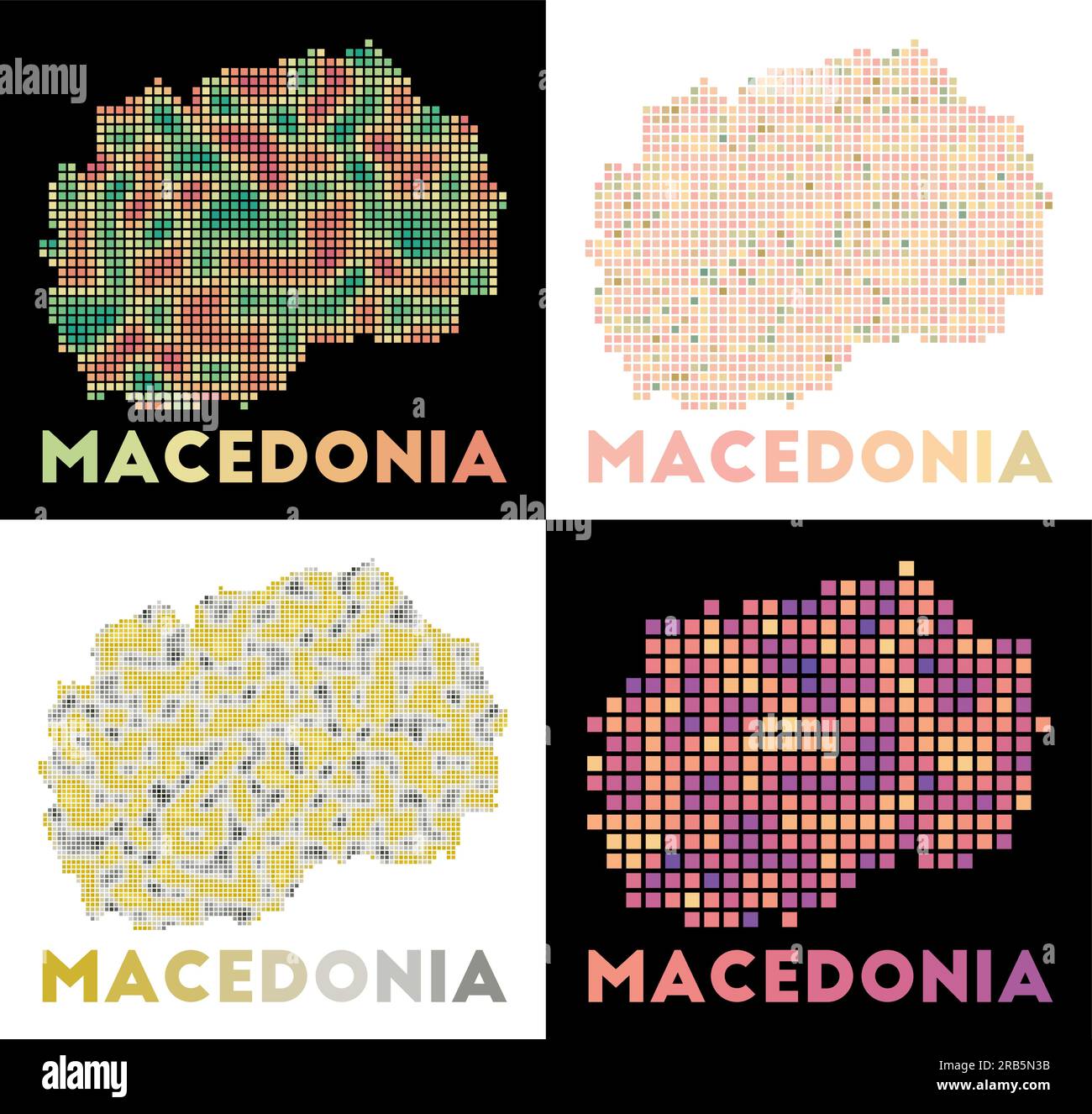 Macedonia map. Collection of maps of Macedonia in dotted style. Borders ...