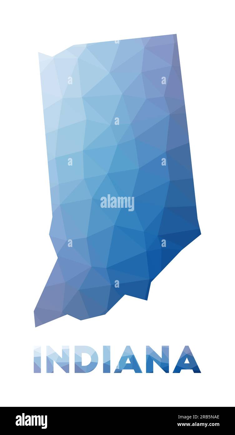Low poly map of Indiana. Geometric illustration of the US state ...