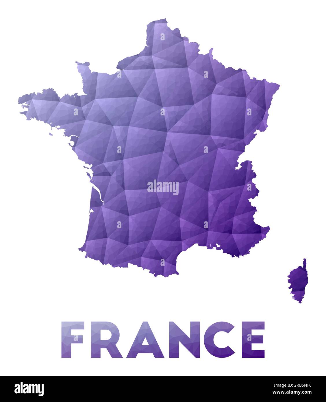 Map of France. Low poly illustration of the country. Purple geometric design. Polygonal vector ...