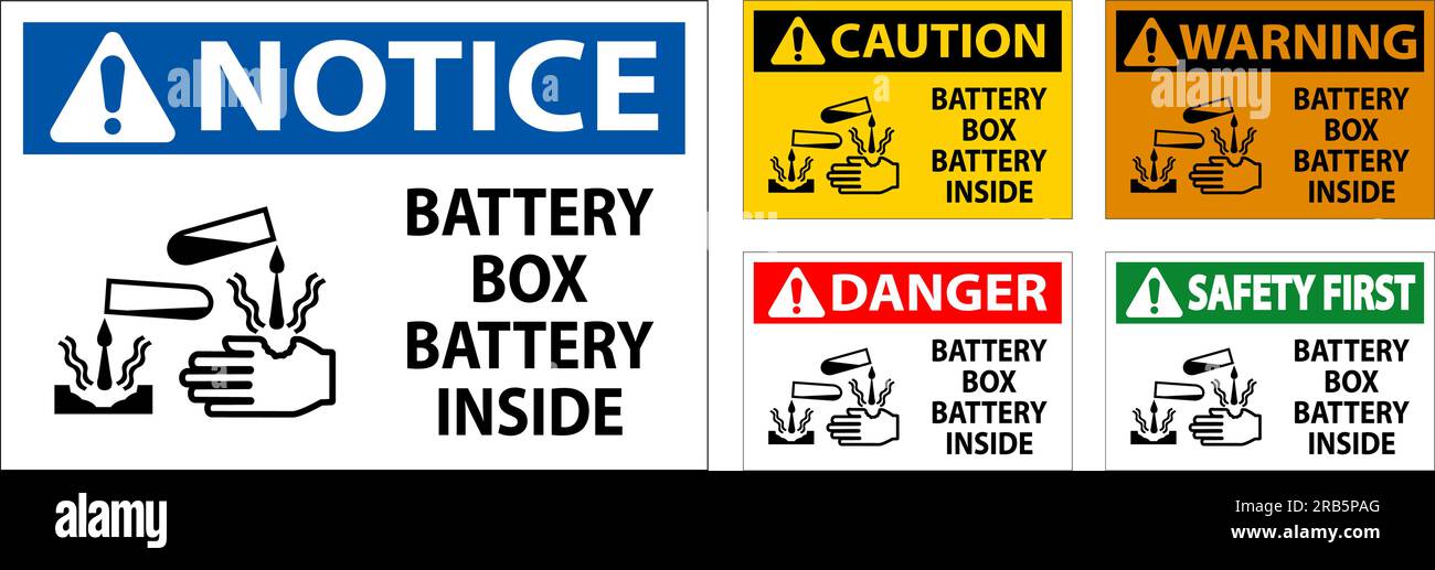 Notice Battery Box Battery Inside Sign With Symbol Stock Vector Image ...