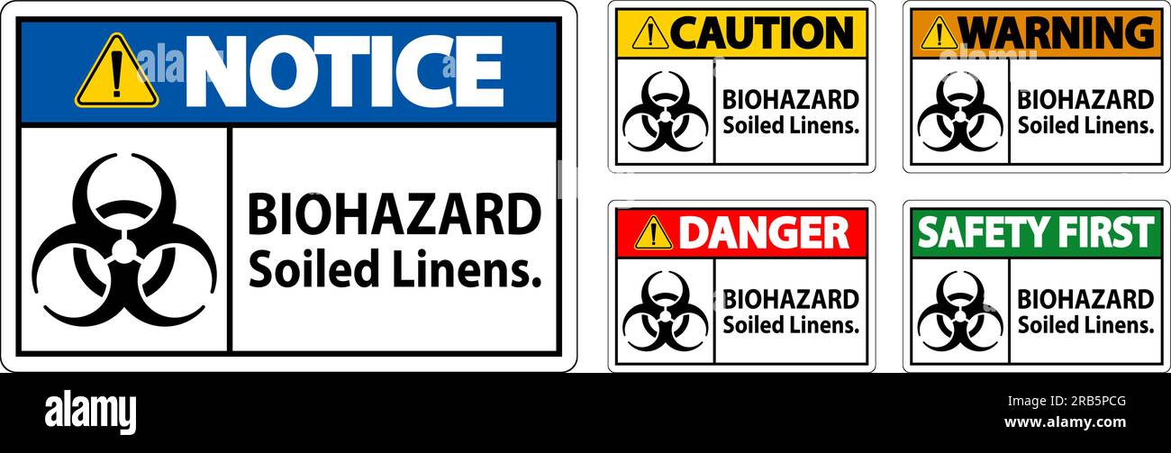 Biohazard Warning Label Biohazard Soiled Linens Stock Vector Image ...