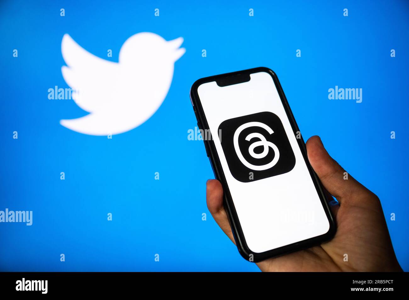 CALIFORNIA, UNITED STATES, JULY 7, 2023: Threads App and Twitter logo ...