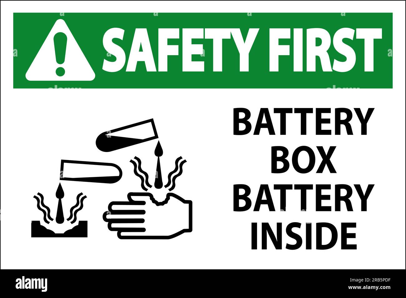 Safety First Battery Box Battery Inside Sign With Symbol Stock Vector ...
