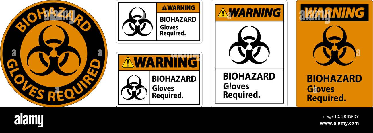 Biohazard Warning Label Biohazard Gloves Required Stock Vector Image ...