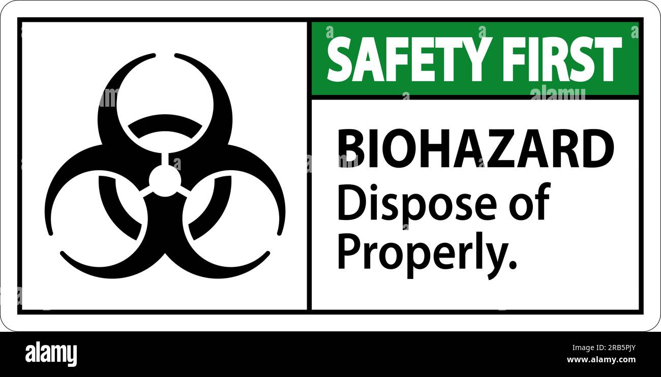 Biohazard Safety First Label Biohazard Dispose Of Properly Stock Vector ...