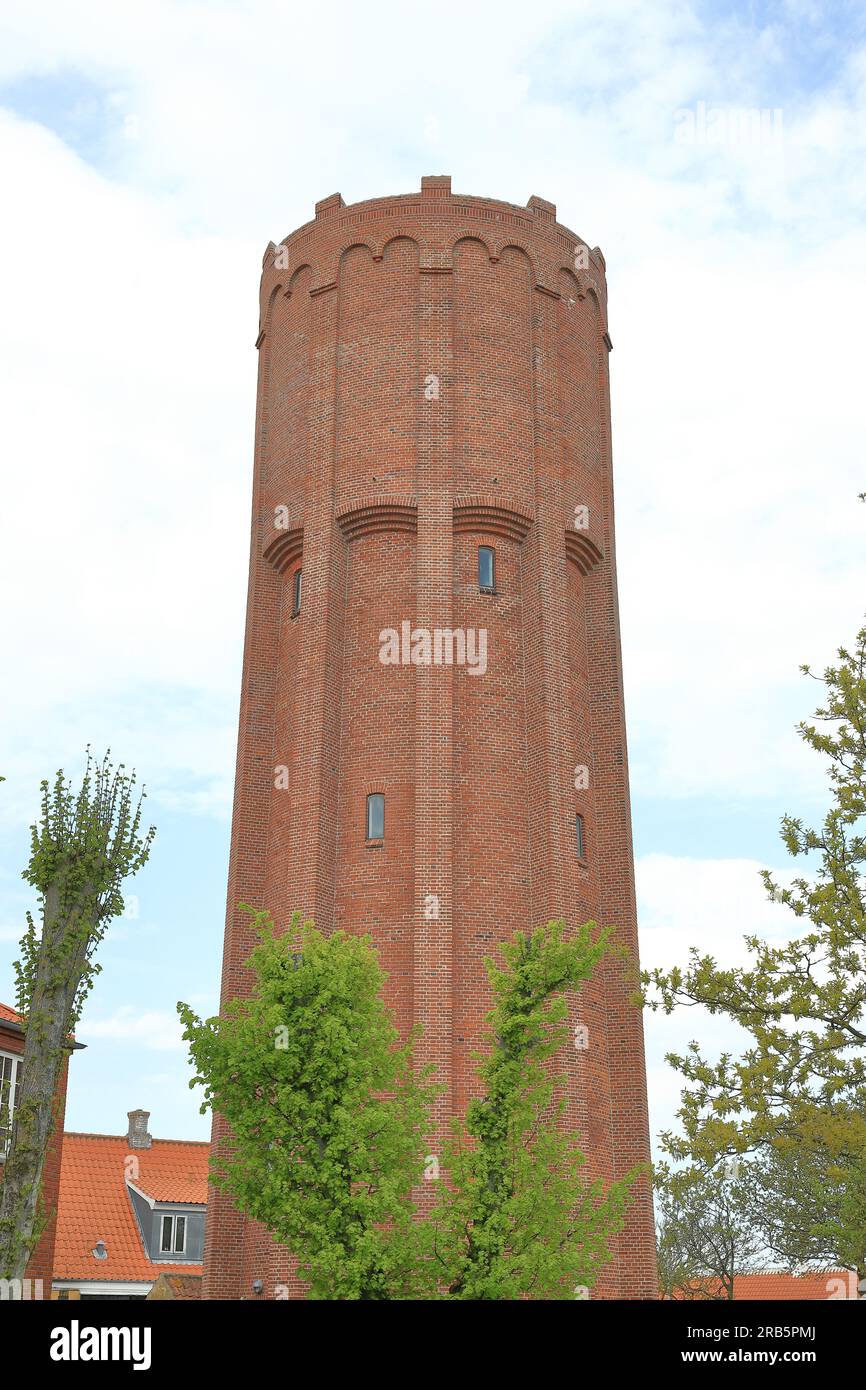 Skagen water tower in northern Denmark. Skagen is a port town and the ...