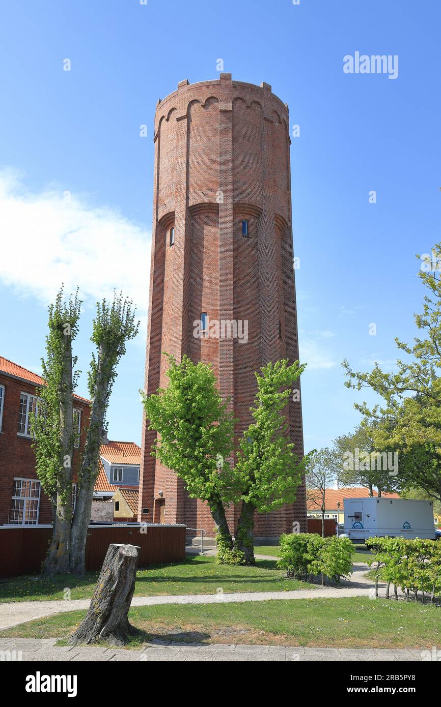 Skagen water tower in northern Denmark. Skagen is a port town and the ...