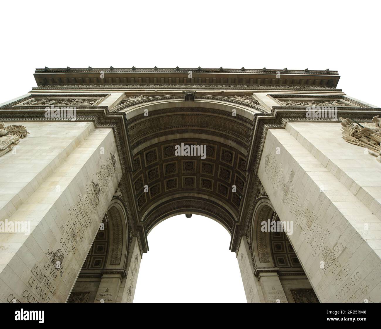 Arc de Triomphe (carved on white background), Paris, France. The walls ...