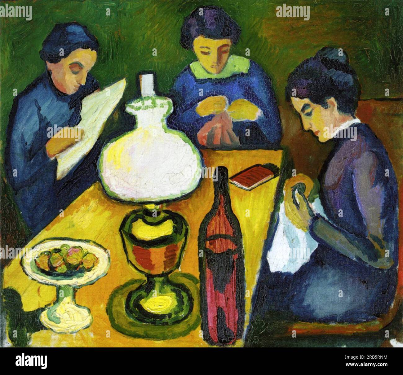 Three Women at the Table by the Lamp 1912 by August Macke Stock Photo ...