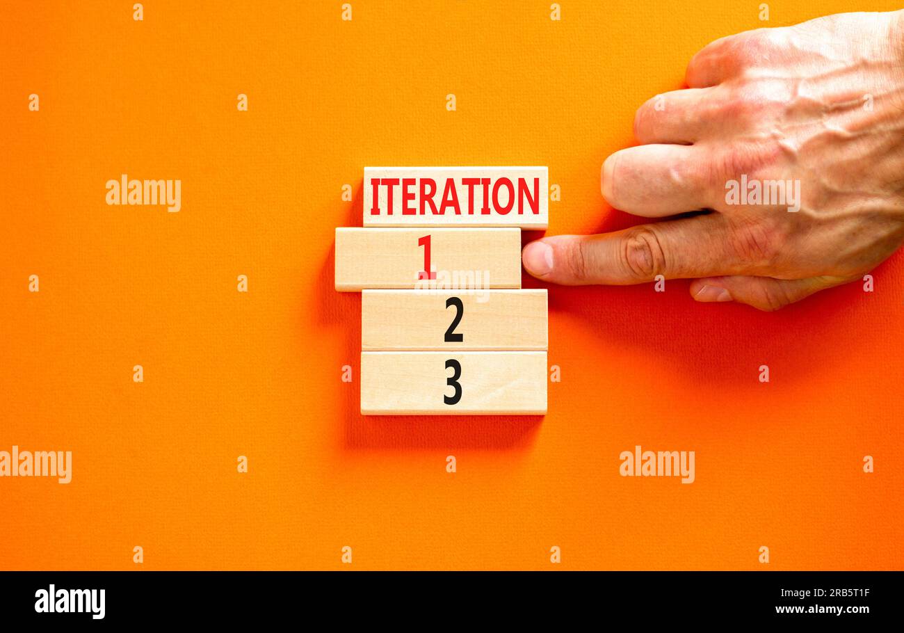 Time to iteration 1 symbol. Concept word Iteration 1 2 3 on wooden ...