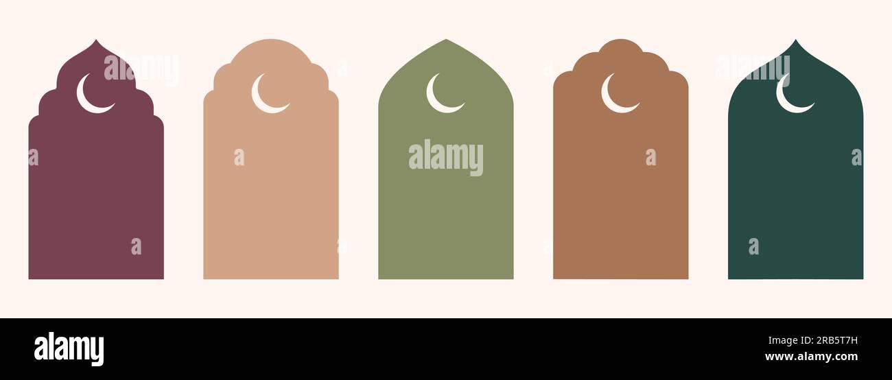 Shape Islamic door and window silhouette Arabic arch with symbols ...