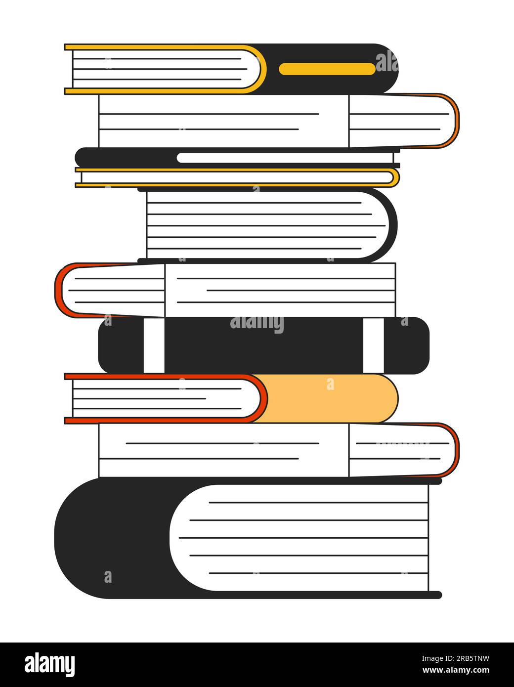 Stack Of Books Flat Line Color Isolated Vector Object Stock Vector