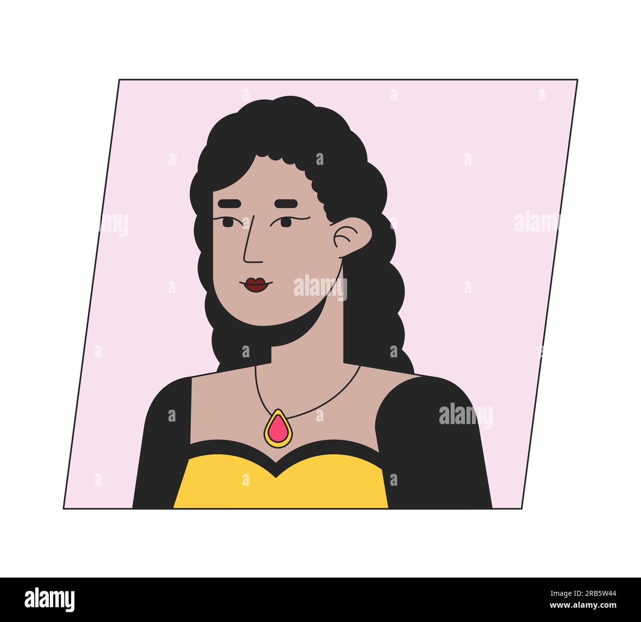 Cute hispanic woman with necklace on neck flat color cartoon avatar ...