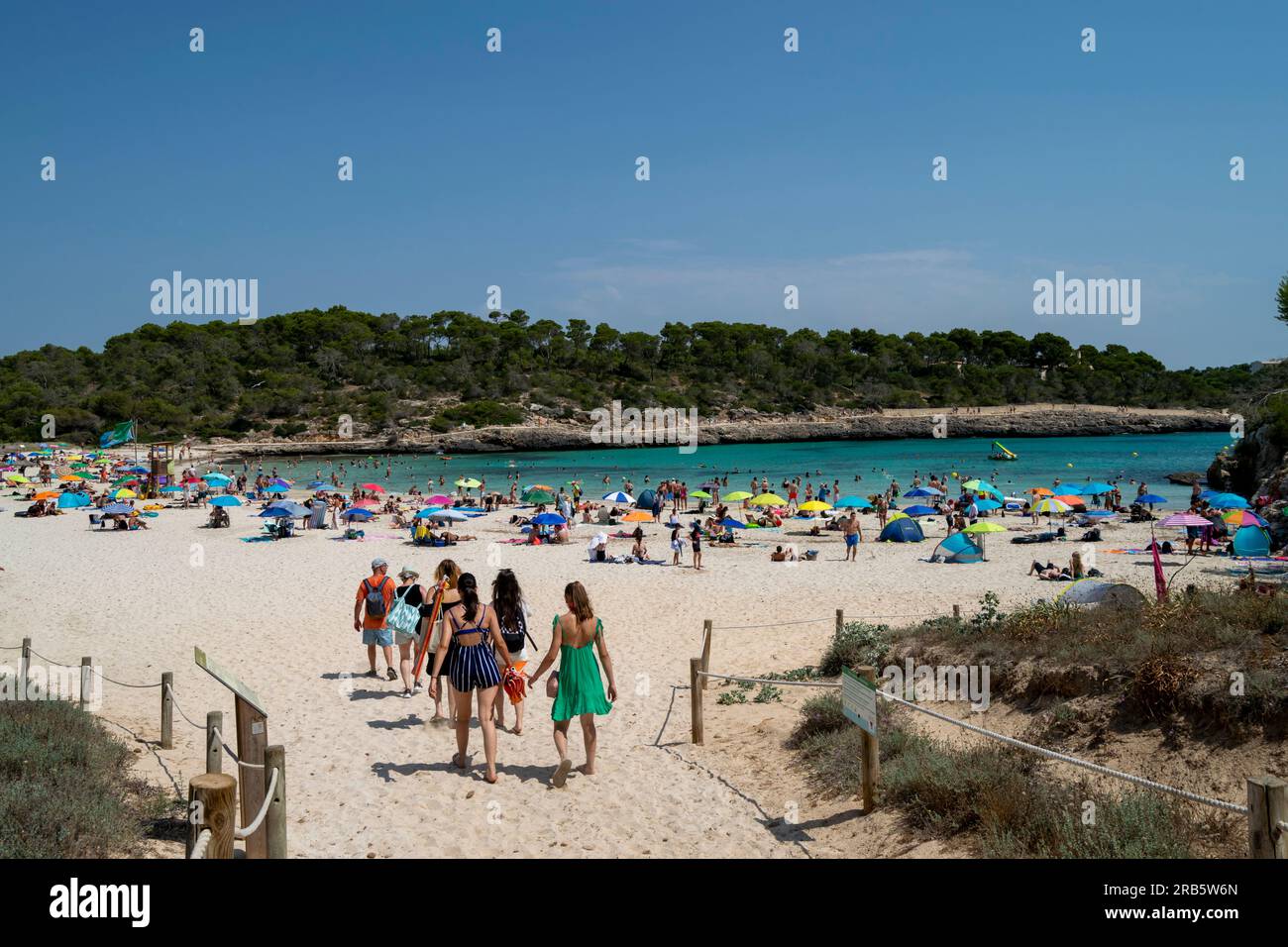 Palma de Mallorca S´Amarador Beach with people arriving ate the beach ...