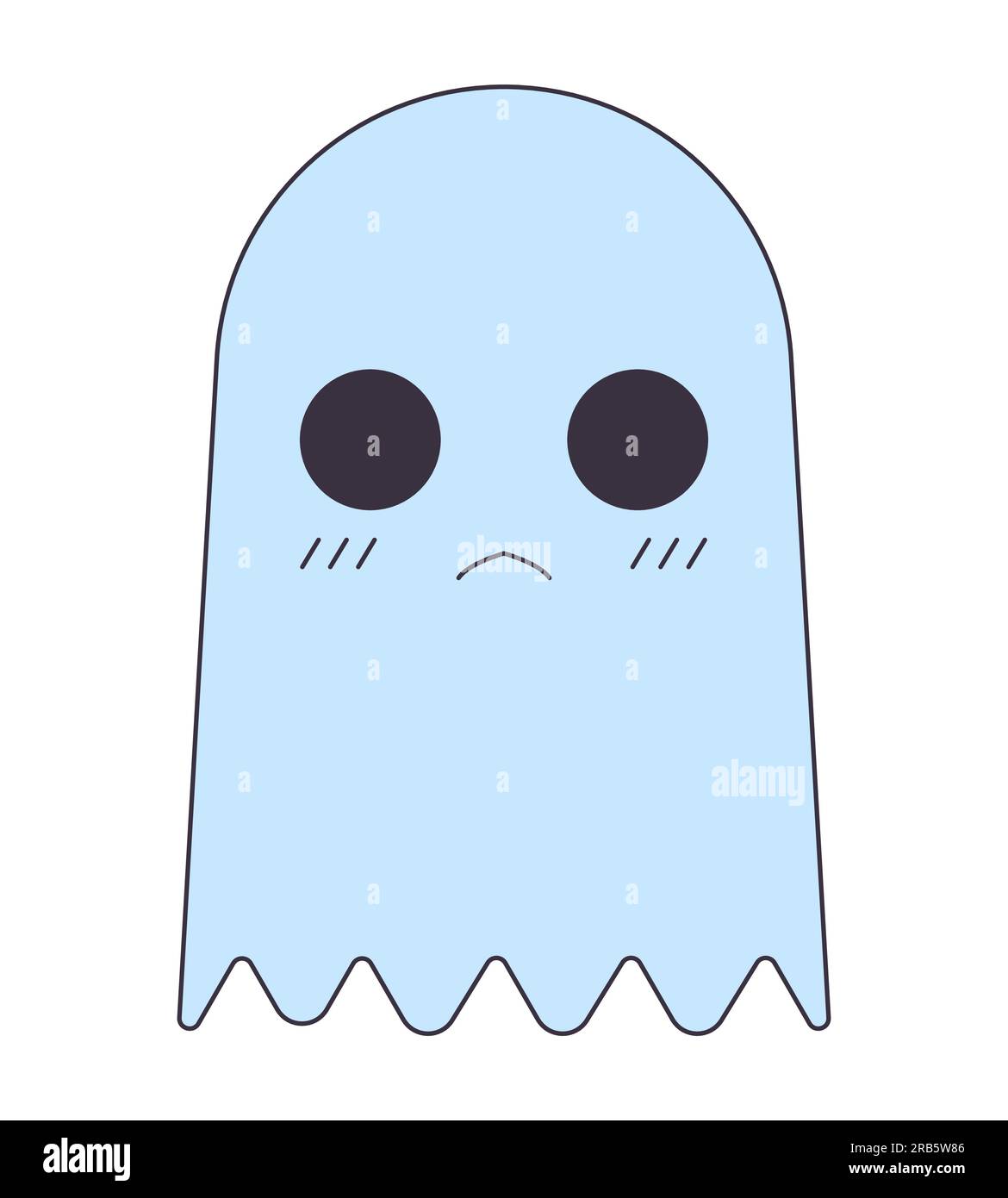 Unhappy Cute Ghost Flat Line Color Isolated Vector Object Stock Vector Image And Art Alamy