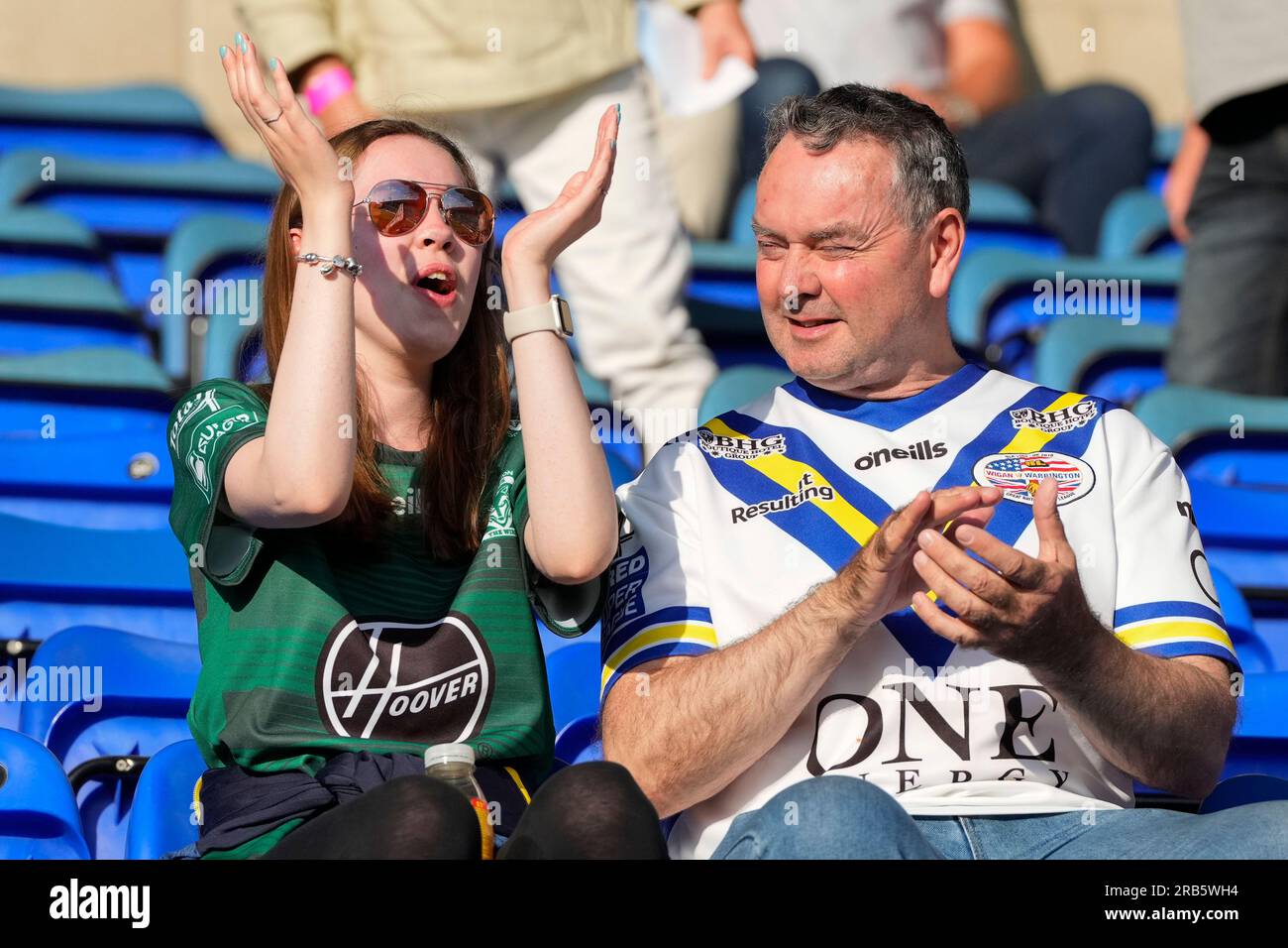Warrington Wolves fans wear their Retro Shirts during the Betfred Super ...
