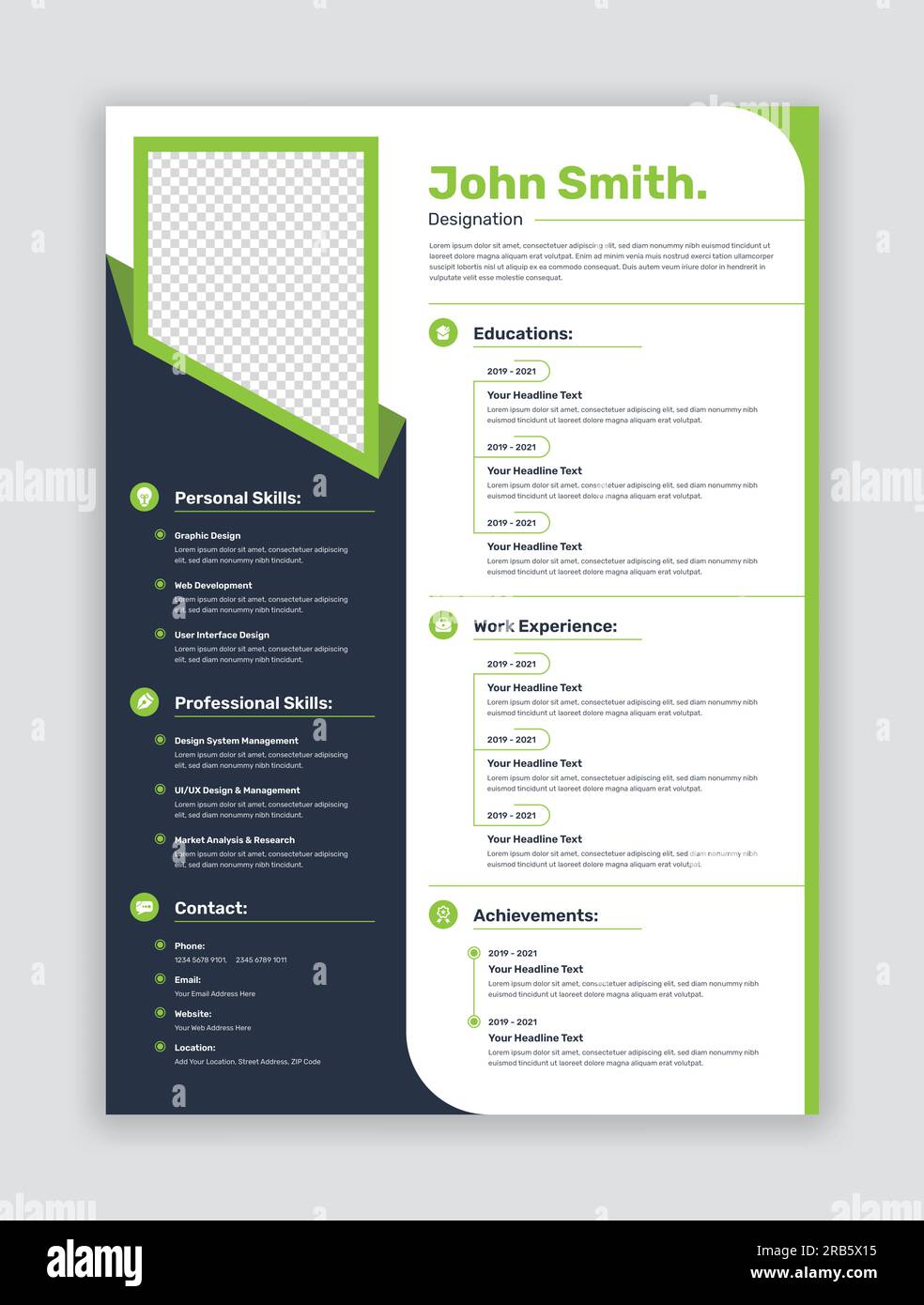 Minimalist resume and bio data template with clean layout Stock Vector ...