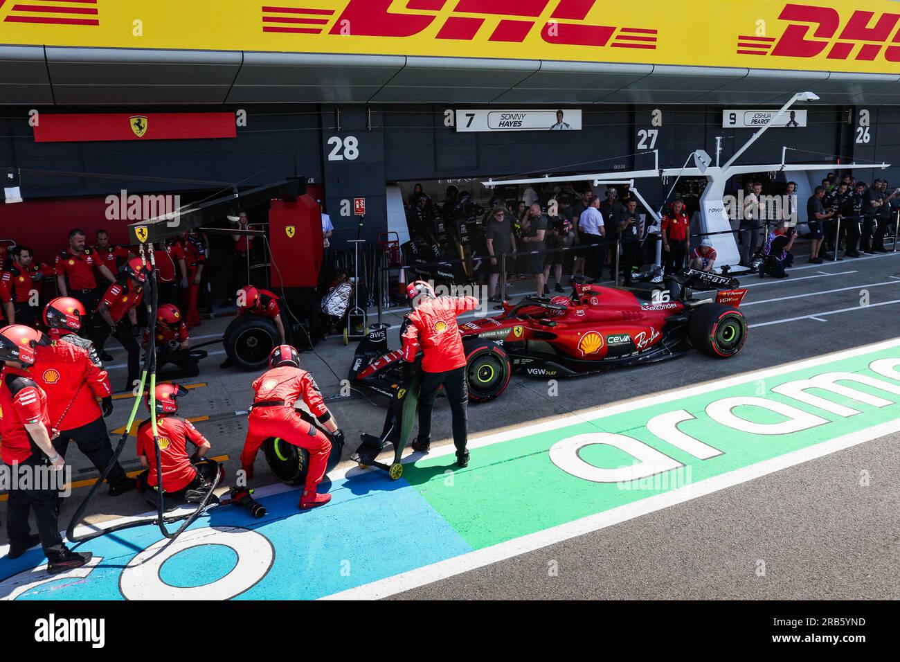 16 LECLERC Charles (mco), Scuderia Ferrari SF-23, action in the pitlane ...