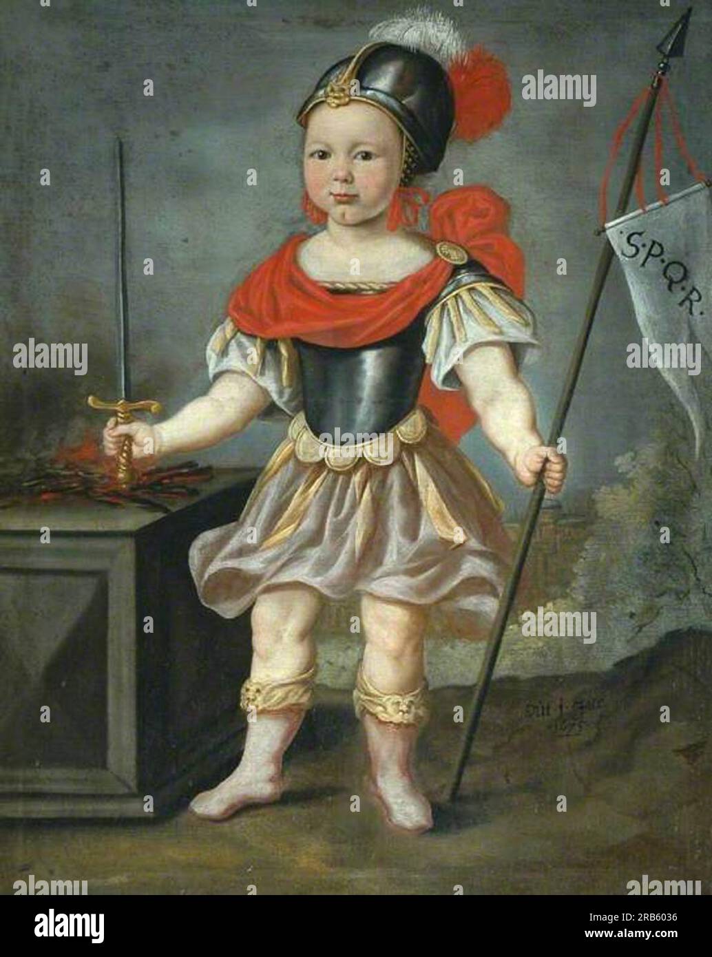 Boy in Fancy Dress as a Roman Soldier 1675 by Nicolaes Maes Stock Photo ...