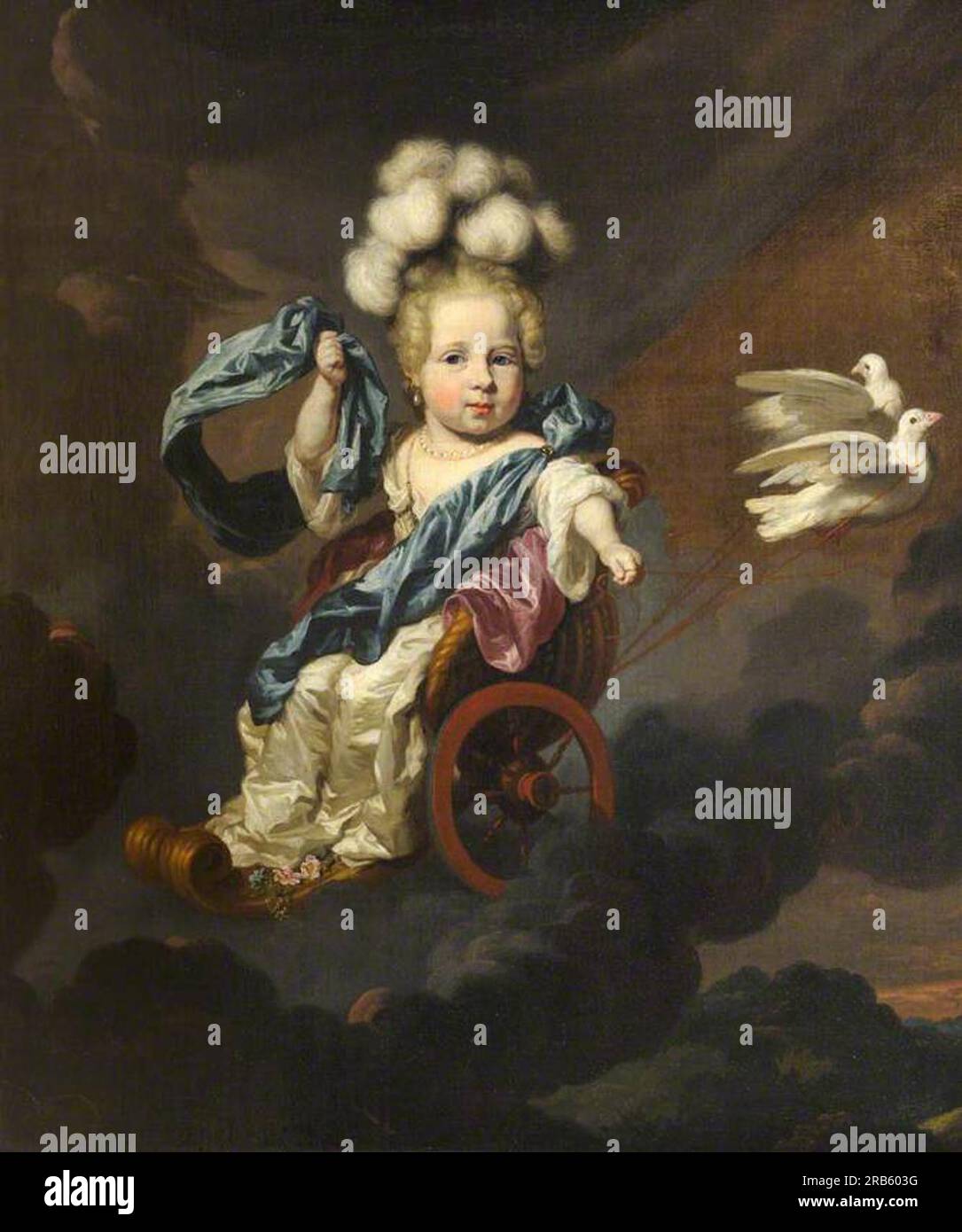 Portrait of a Baby Girl as Venus with a Chariot Drawn by Doves by ...