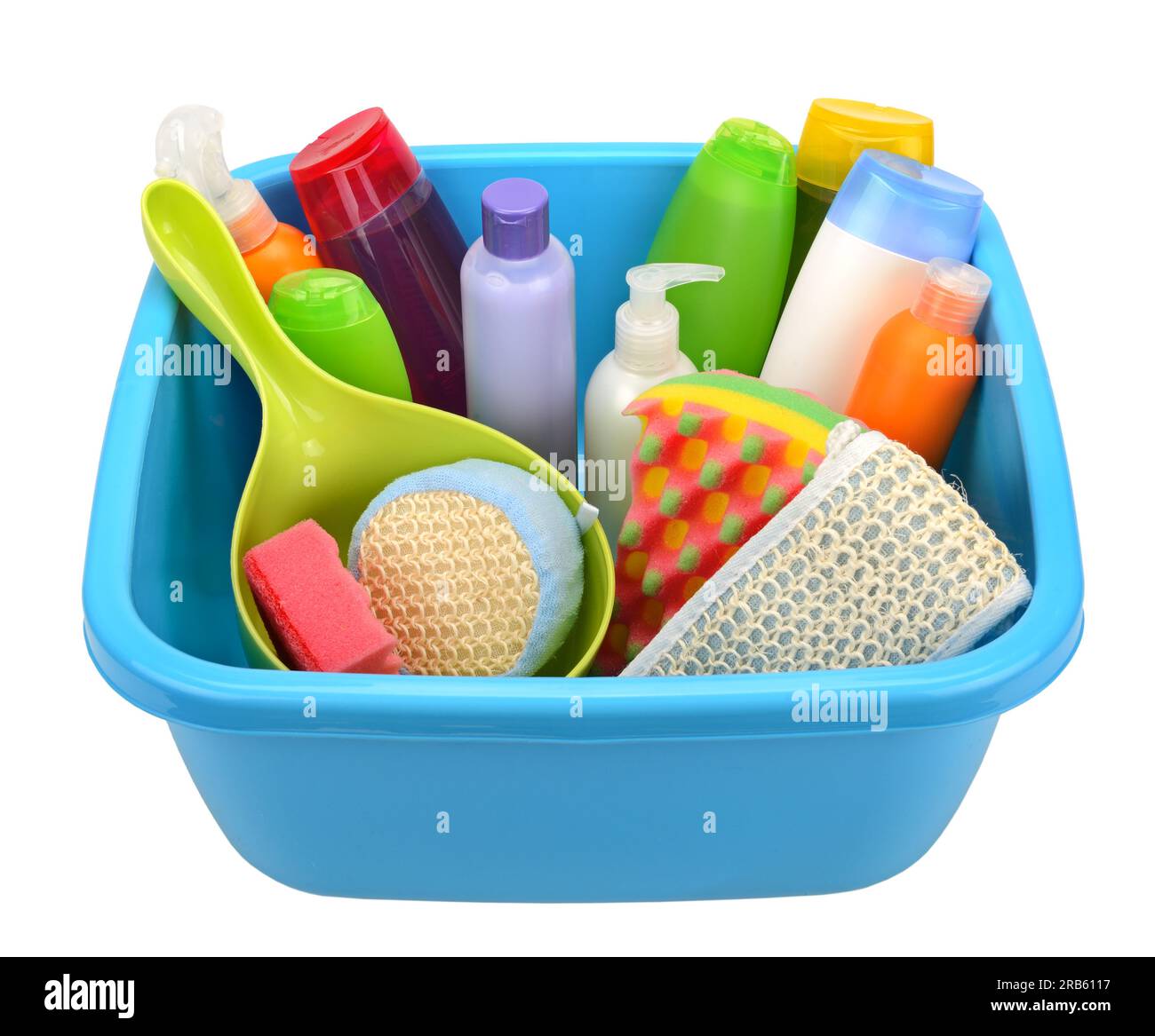 Hygiene products and basin isolated on white background Stock Photo - Alamy