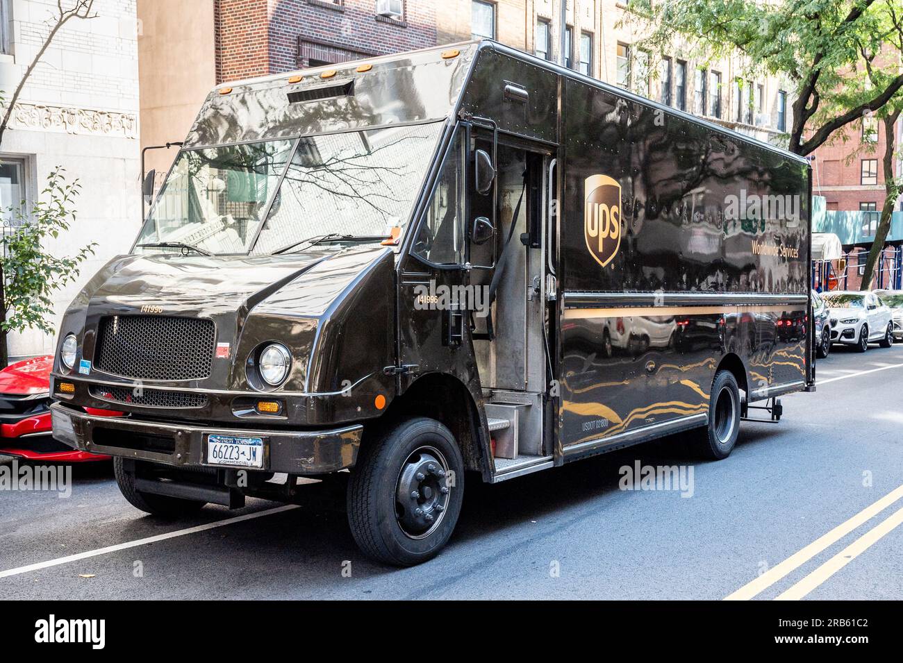 A United Parcel Service (UPS) truck on the Upper West Side of New York ...