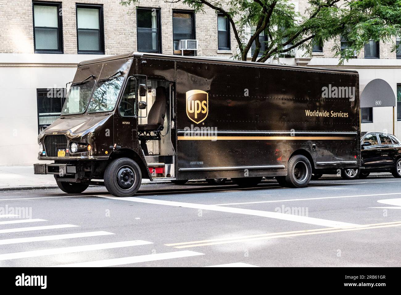 A United Parcel Service (UPS) truck on the Upper West Side of New York ...