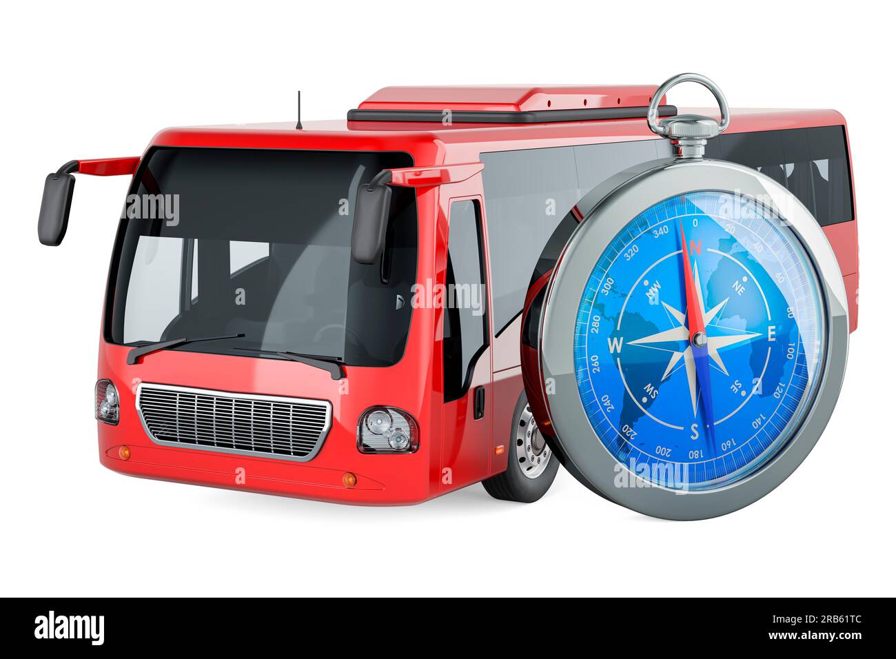 Bus with compass, 3D rendering isolated on white background Stock Photo ...