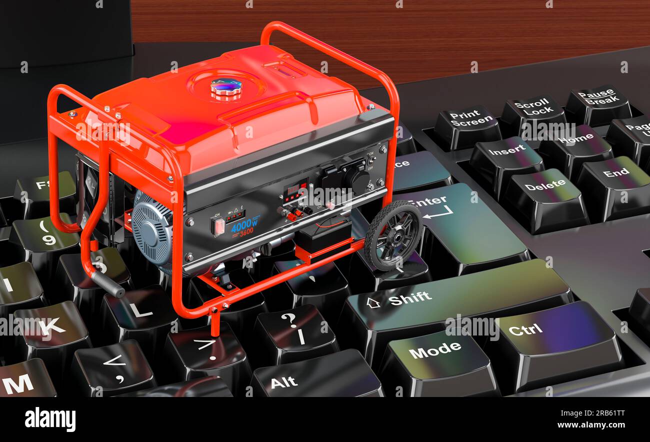 Gasoline generator on the keyboard, 3D rendering Stock Photo - Alamy