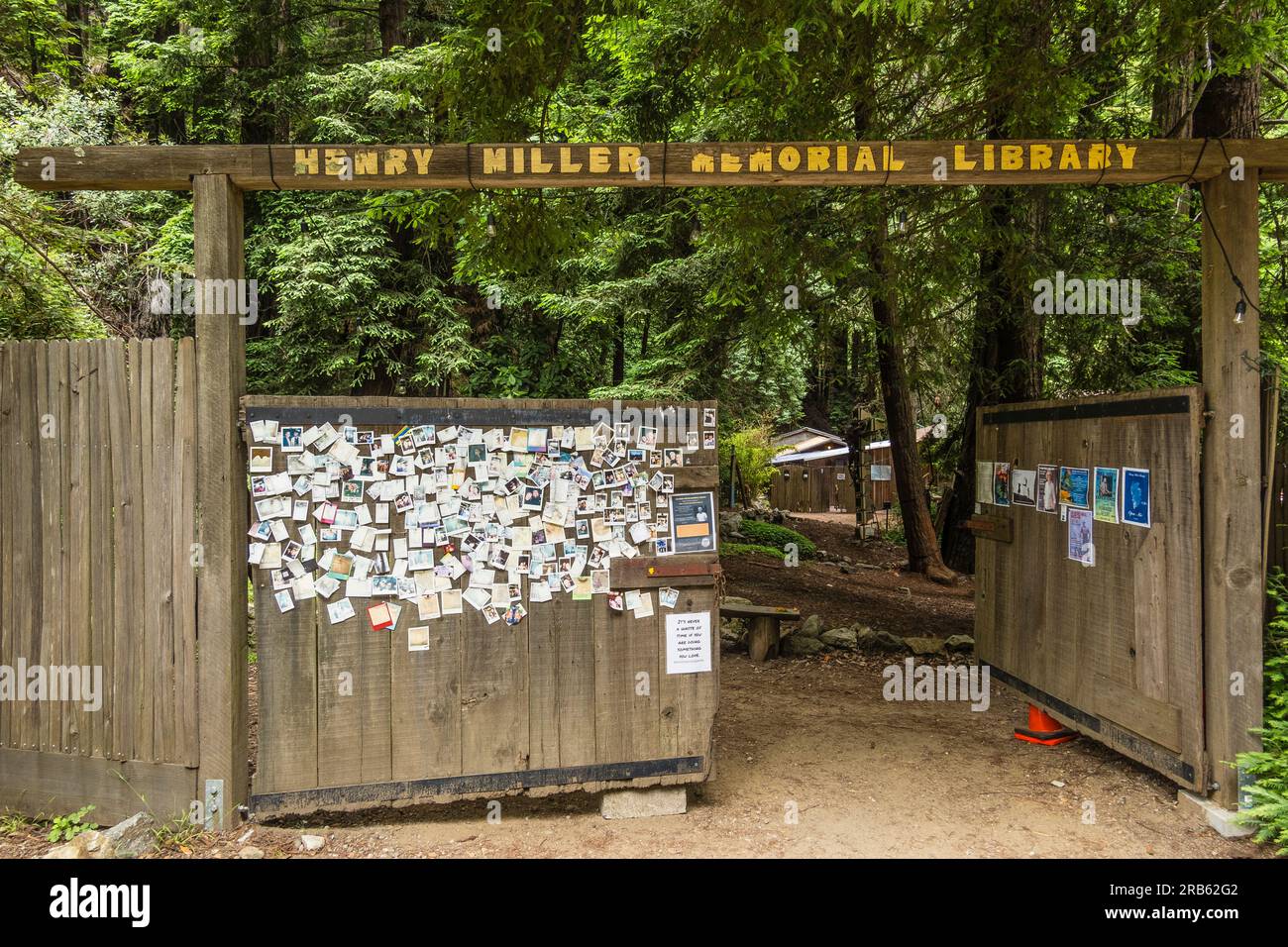 Snapshot display on the entry gate at the entrance to Henry Miller ...